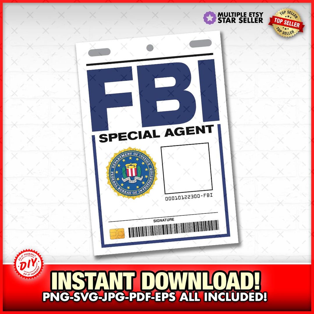 FBI Special Agent ID Badge Eps-pdf-svg, Instant Download, Cosplay ...
