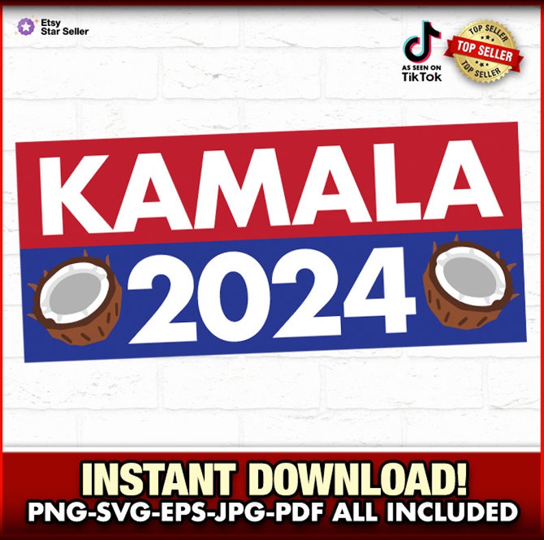 Kamala Harris Coconut 2024 SVG-EPS-PNG, Instant Download, Coconut Tree ...