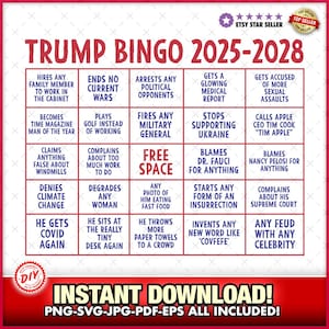 Trump 2025 Bingo Card - Etsy