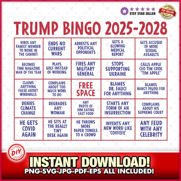 Trump Bingo Card - Etsy
