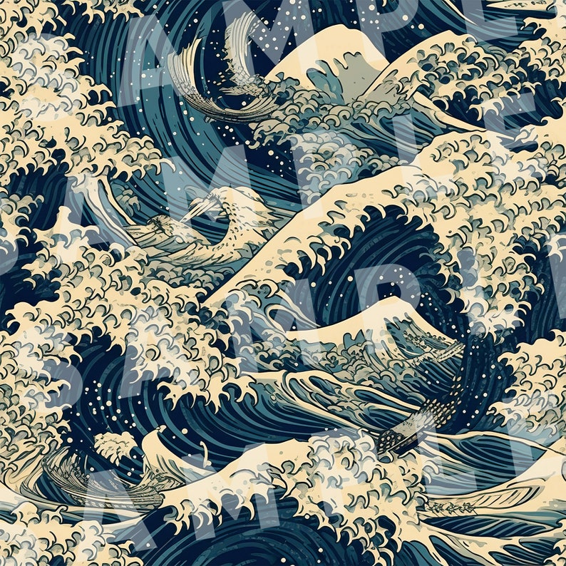 Great Wave off Kanagawa Style Seamless Repeating Pattern high ...