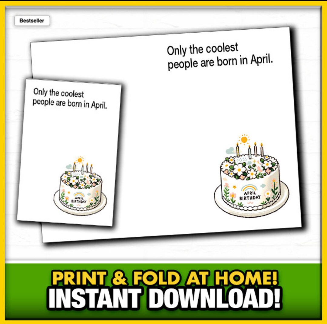 April Birthday Card PDF Funny Birthday Card Print at Home Card Sister ...