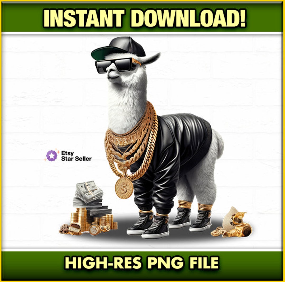 Hip-hop Llama Graffiti PNG, Instant Digital Download, Black and Gold ...