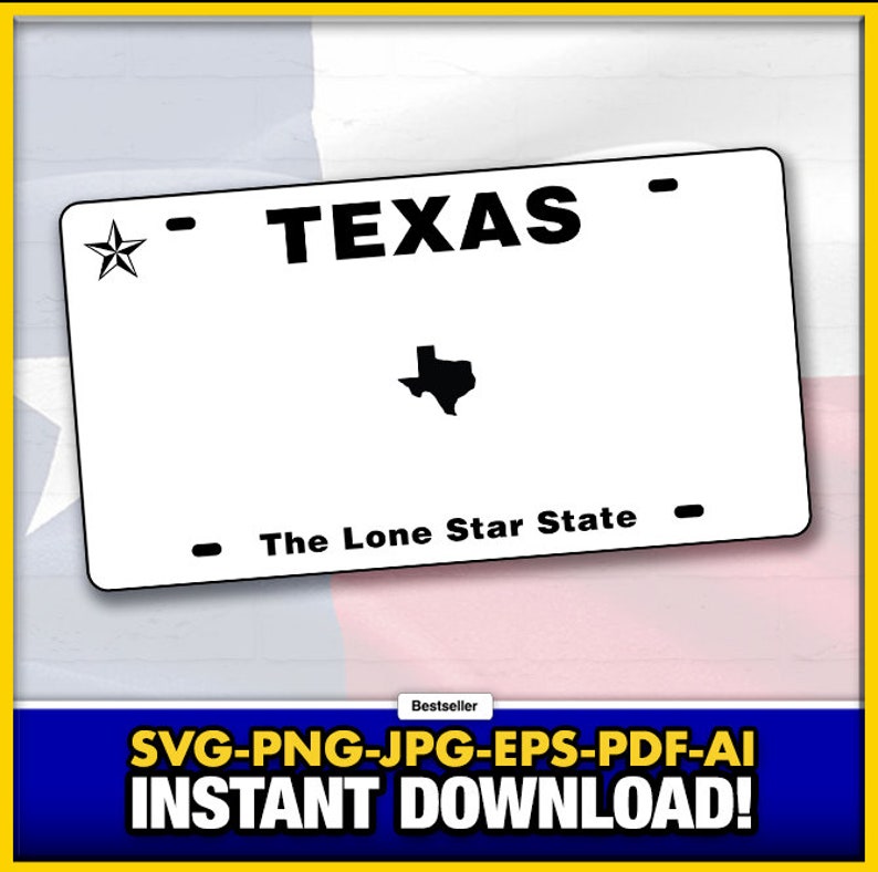 Texas License Plate SVG-PNG-JPG, Cut File, Digital File, Cricut ...