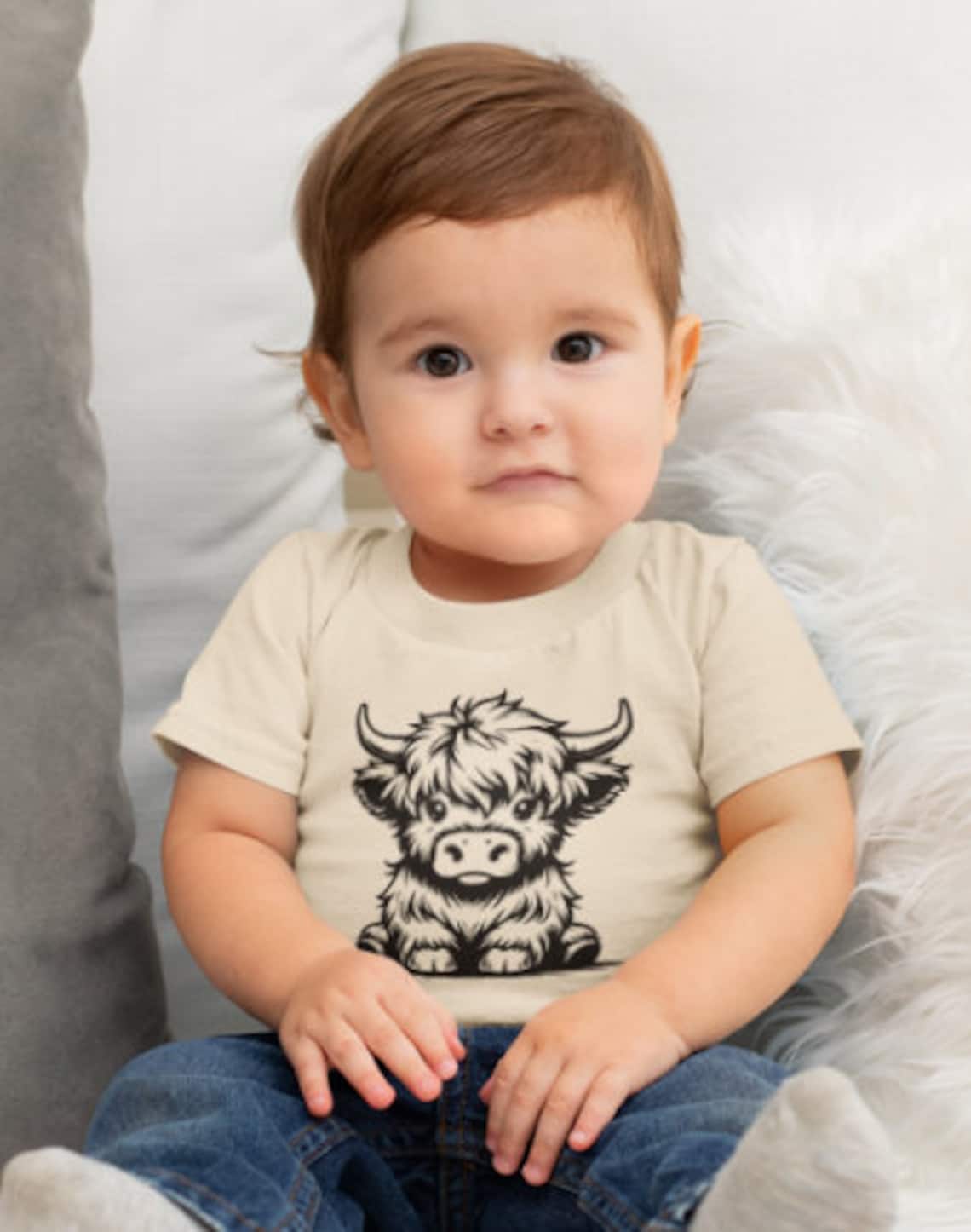 Cute Highland Cow Sitting SVG-PNG-JPG, Cow, Cute Cow, Baby Cow ...