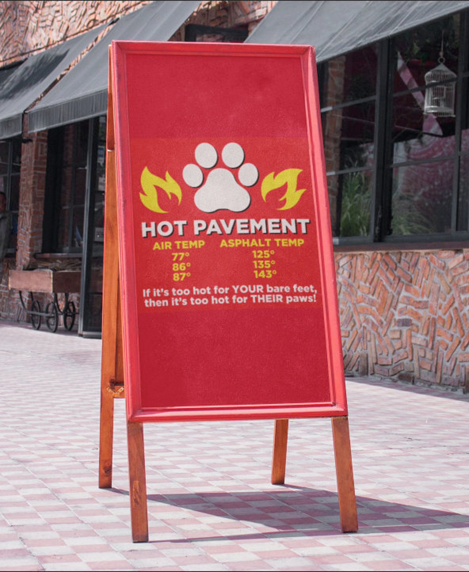 Hot Pavement Warning Sign for Pets, Hot Asphalt, Paws, Dog, Dogs, Dog ...