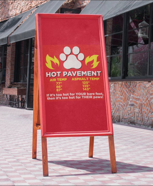 Hot Pavement Warning Sign for Pets, Hot Asphalt, Paws, Dog, Dogs, Dog ...