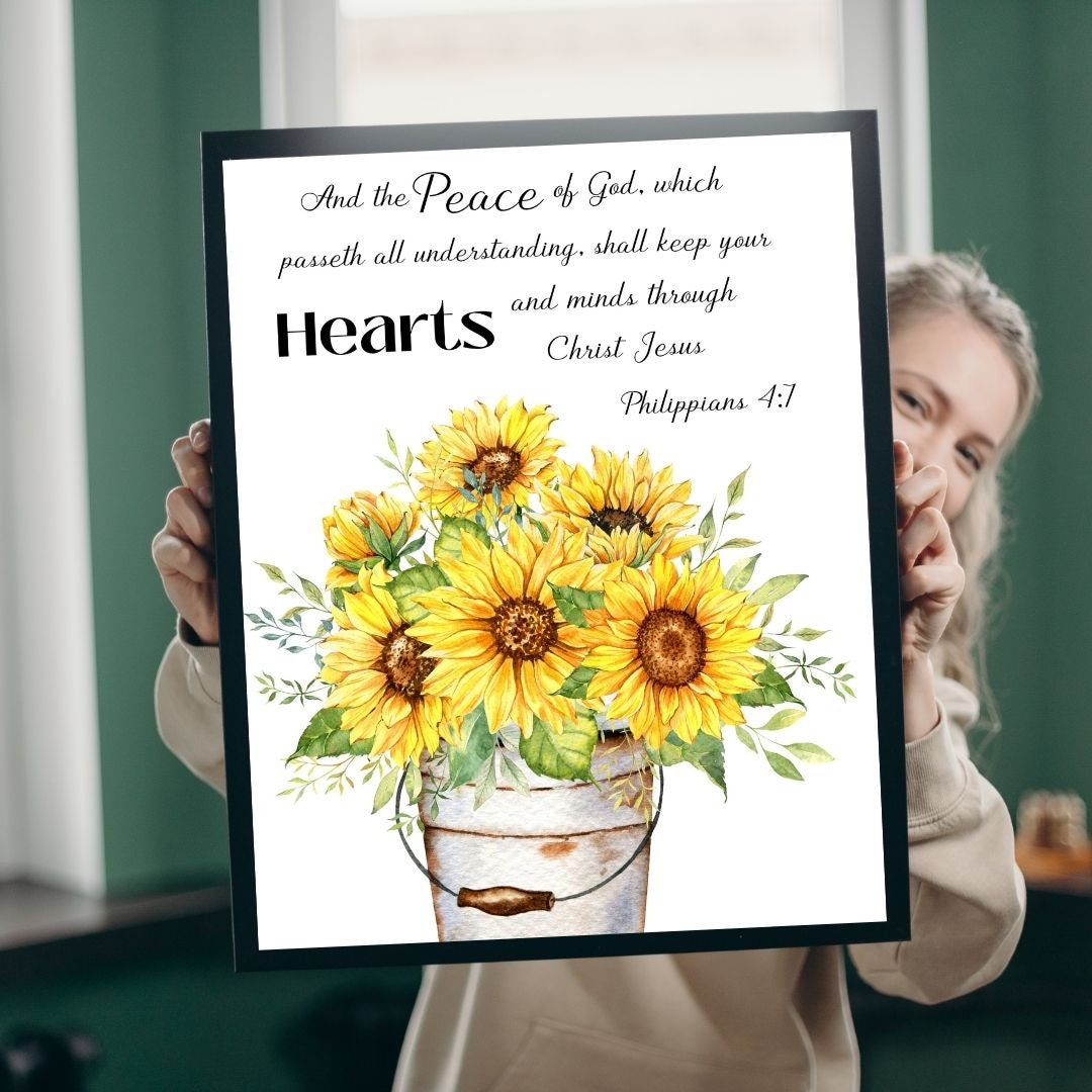 Philippians 4:6-7 Bible Verse Wall Art Scripture Wall Art Christian ...