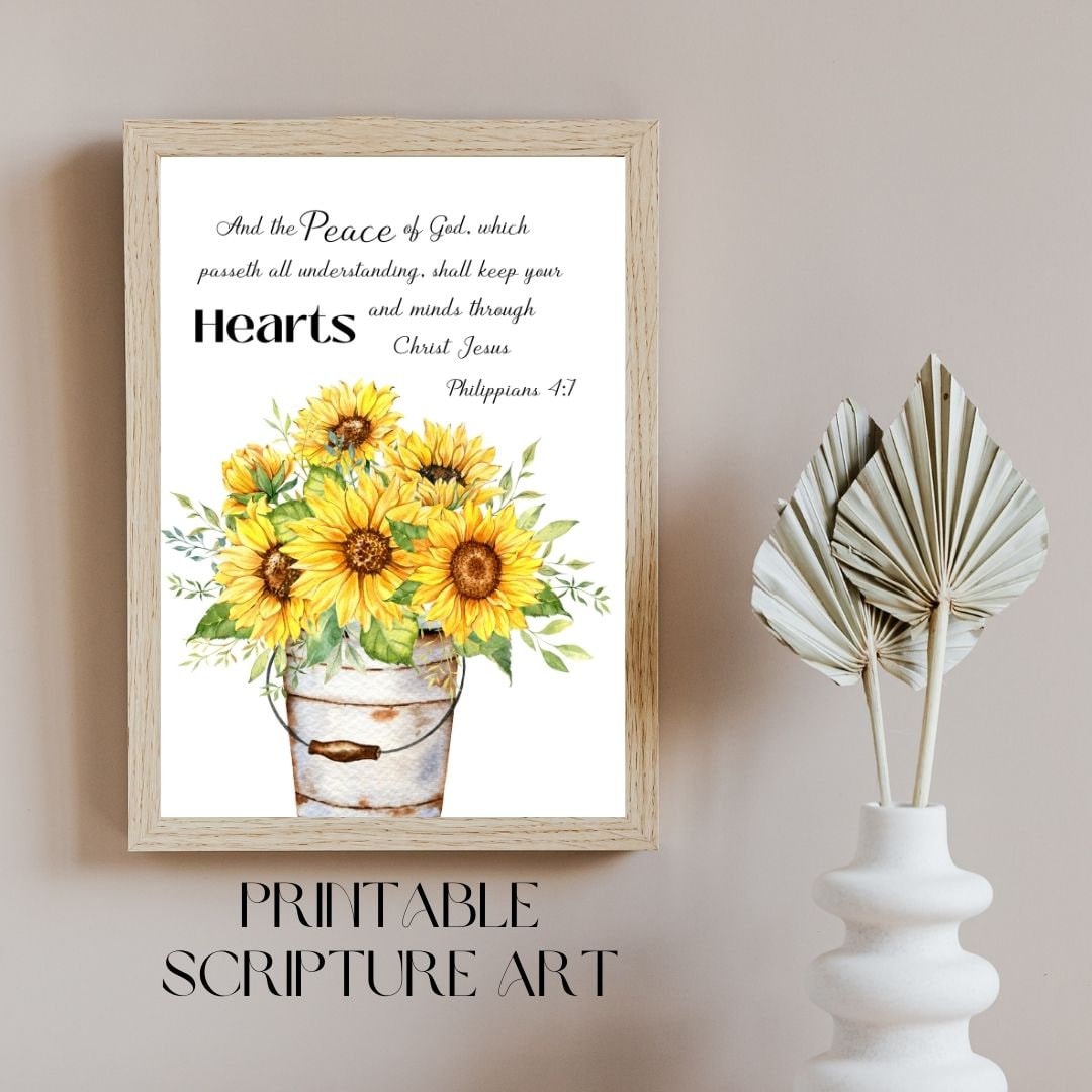 Philippians 4:6-7 Bible Verse Wall Art Scripture Wall Art Christian ...