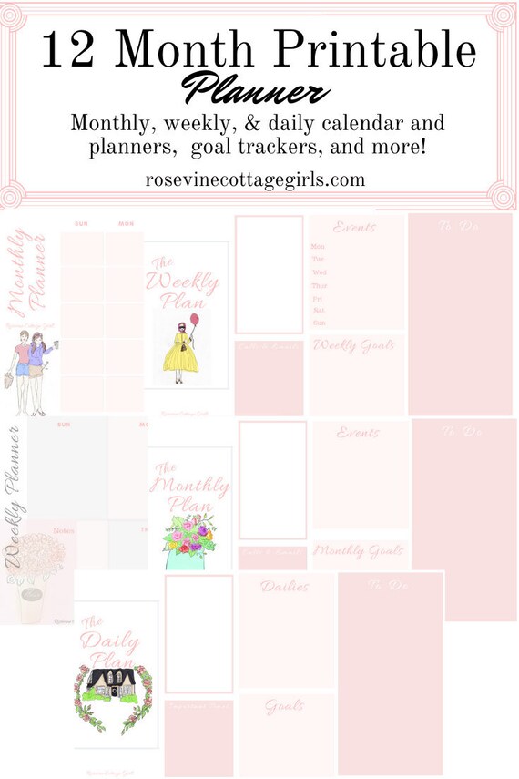 12 Month Planner - Etsy