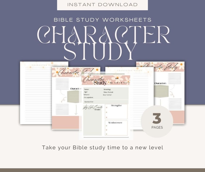 Character Bible Study Guide | Bible Character Worksheets | Bible ...
