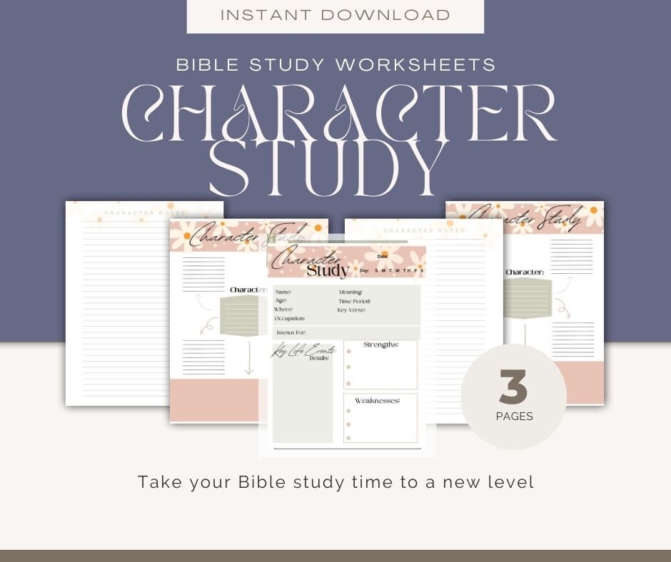 Character Bible Study Guide | Bible Character Worksheets | Bible ...