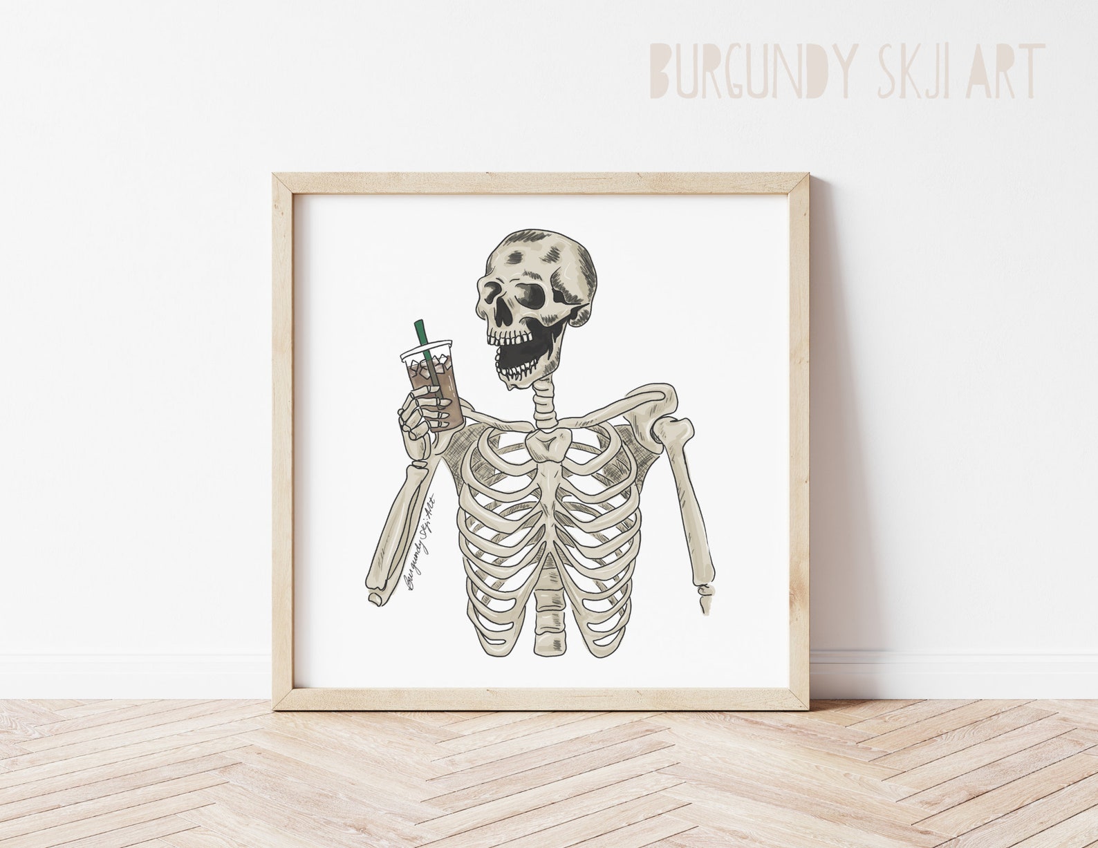 Skeleton Iced Coffee Digital Art Print | Etsy