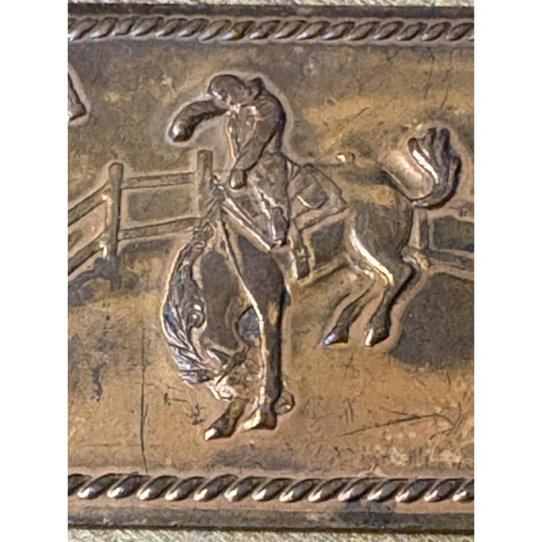 Vintage Copper Western Bucking Bronco Concho 29.5 Belt Cowboy Bison ...