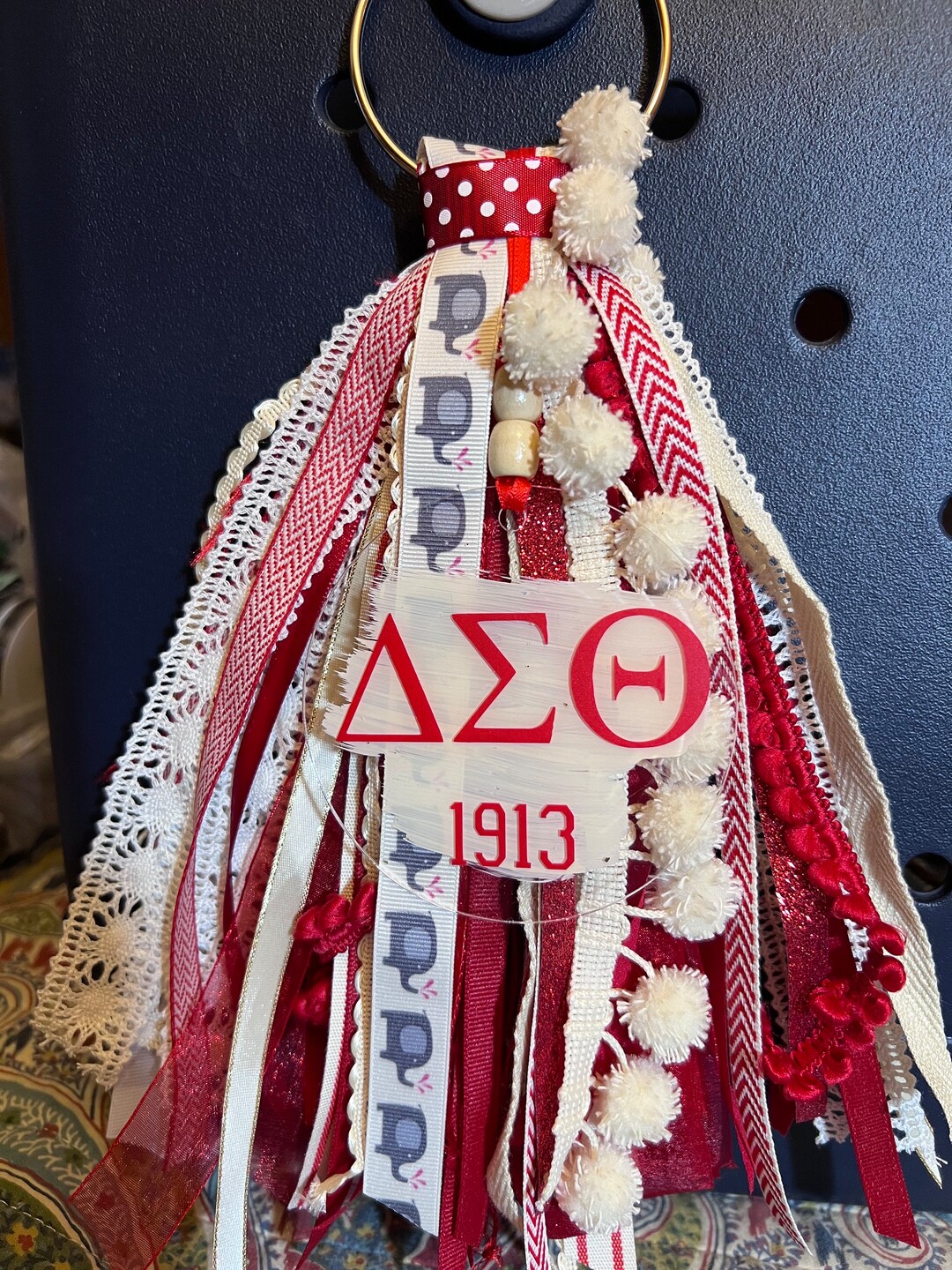 Delta Sigma Theta Bag Tassel: Elephant Ribbon Car Charm - Etsy