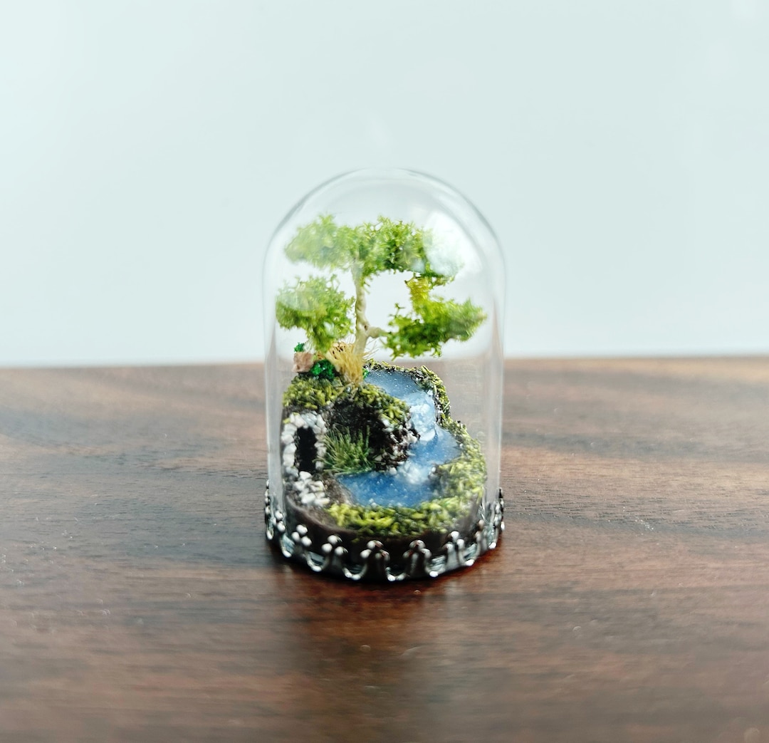 Tiny Glass Diorama / Waterfall Diorama / Bonsai / Cave / Japanese ...