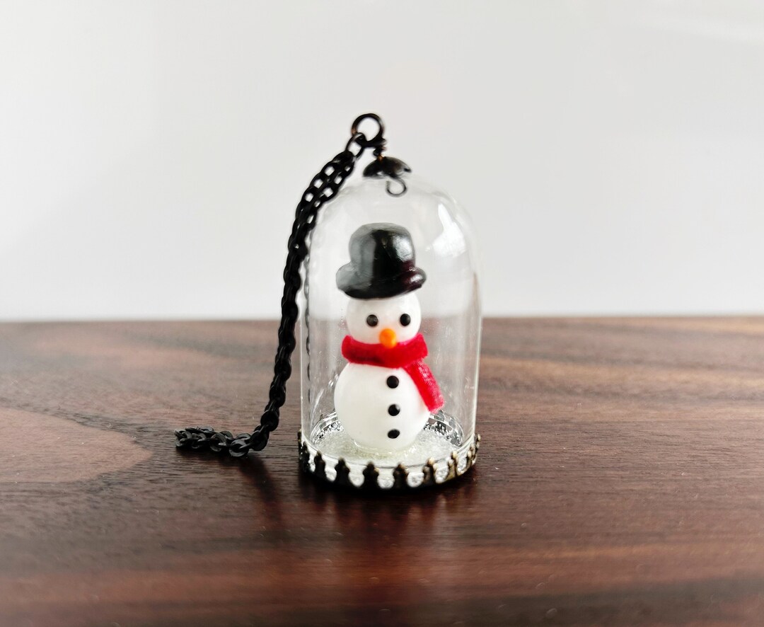 Tiny Snowman Diorama Ornament / Glass Dome Ornaments / Snowman / Mini ...