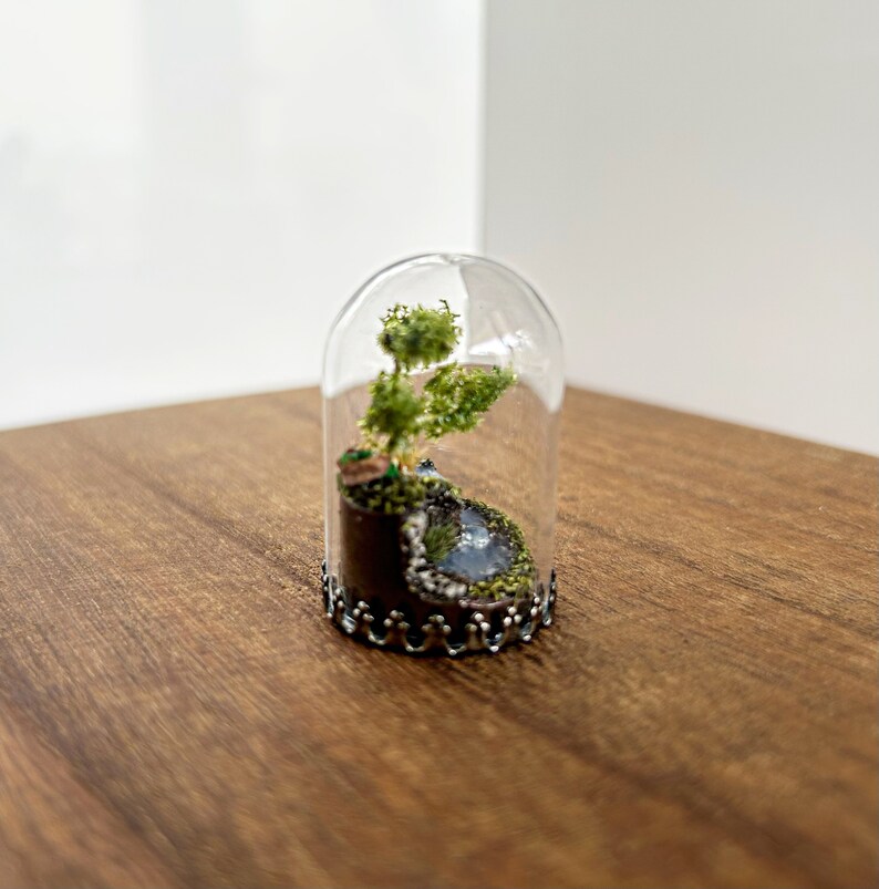 Tiny Glass Diorama / Waterfall Diorama / Bonsai / Cave / - Etsy