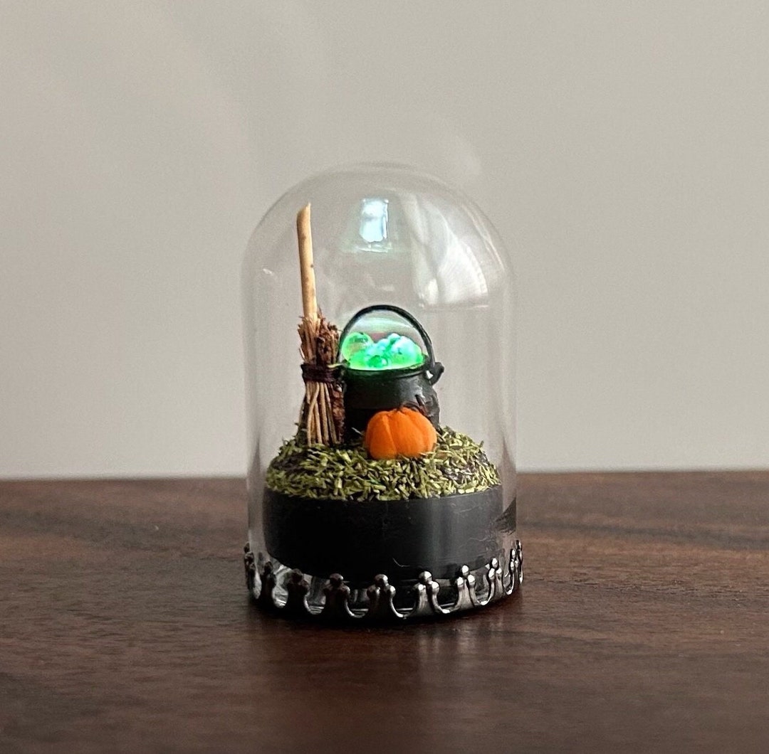 Tiny Lighted Halloween Diorama / Halloween Miniature / Witch’s Cauldron ...