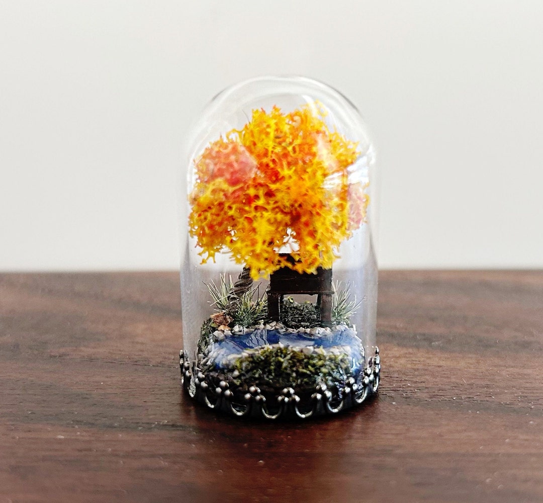 Tiny Fall Diorama / Stream and Bench Diorama / Autumn / Tree / Pond ...