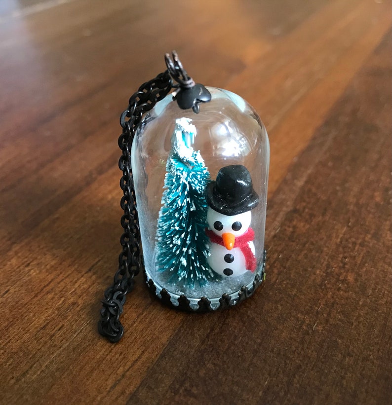 Tiny Snowman / Christmas Diorama Ornament / Glass Dome Ornaments ...