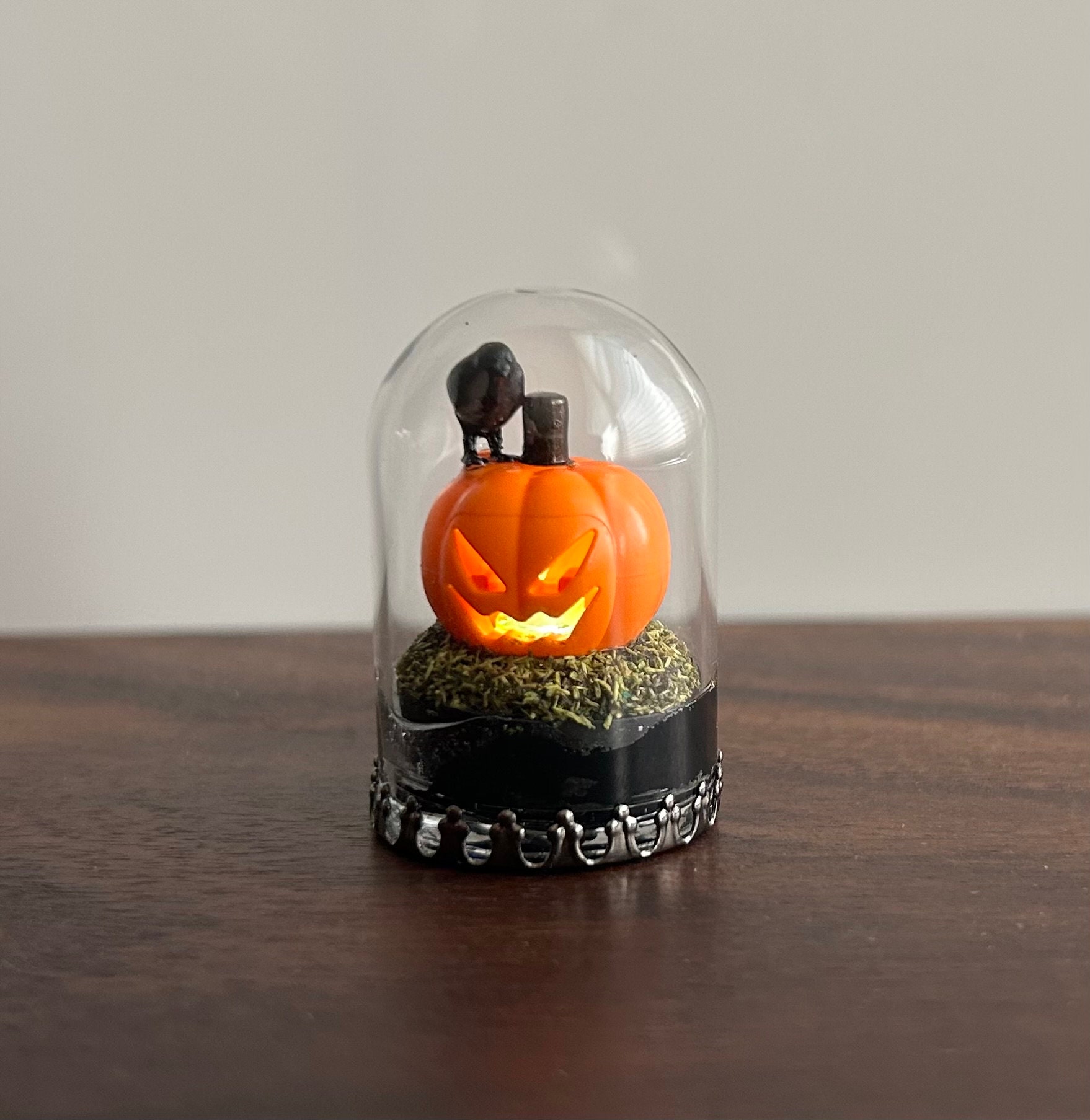 Tiny Lighted Pumpkin Diorama / Miniature Jack O Lantern / Halloween ...
