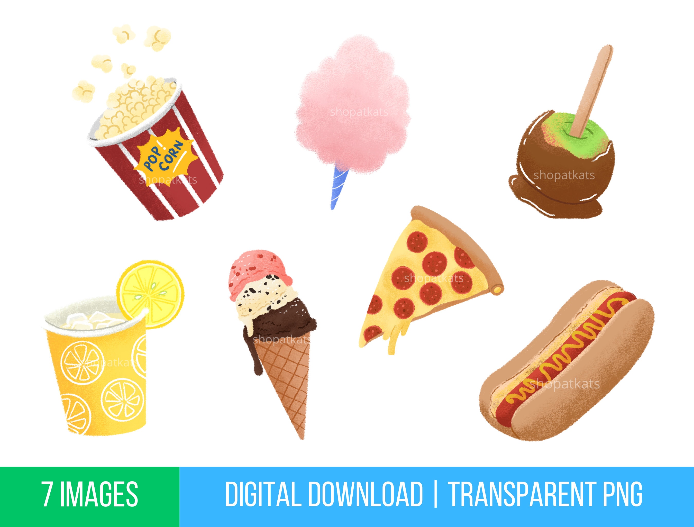 Carnival Junk Foods Clip Art Digital Download PNG (ice Cream, Hot Dog ...