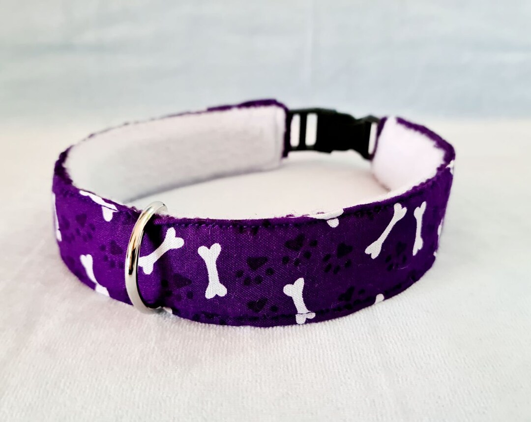 Purple Collar With Bones and Paw Prints - Etsy