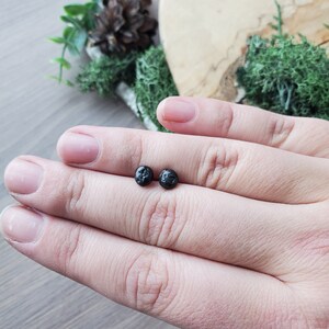 Pebble Studs Sterling Silver Moon Studs Black Pebble - Etsy