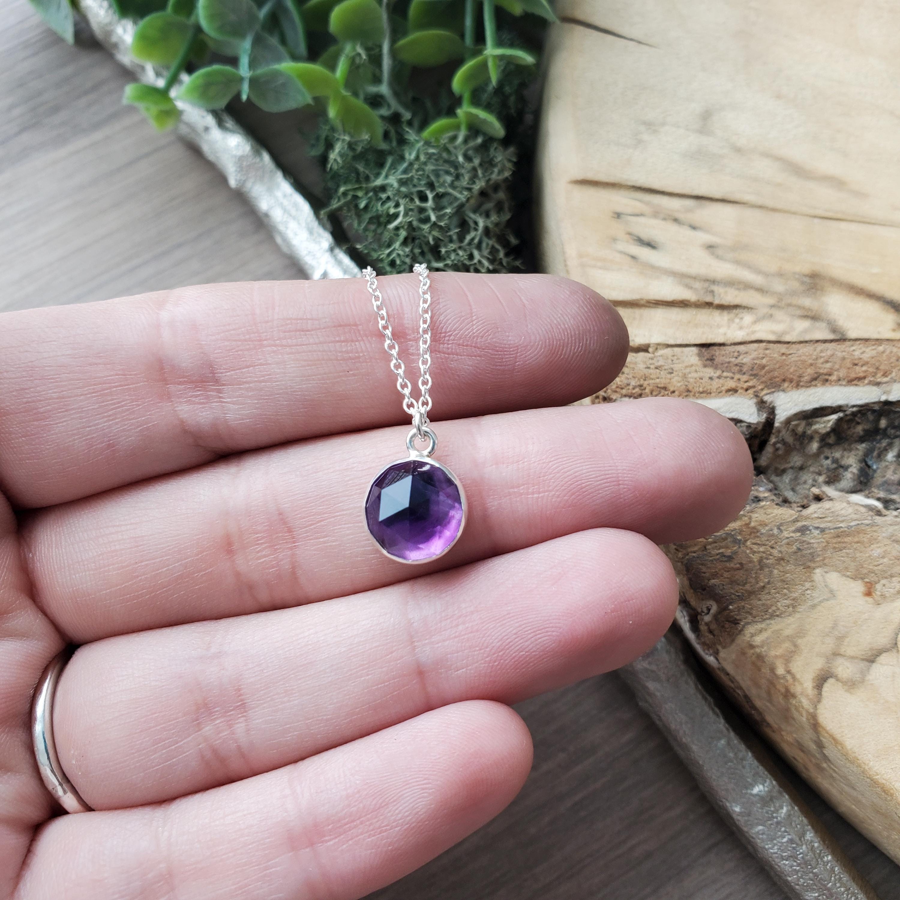Amethyst Necklace, Sterling Silver, February Birthstone, February ...