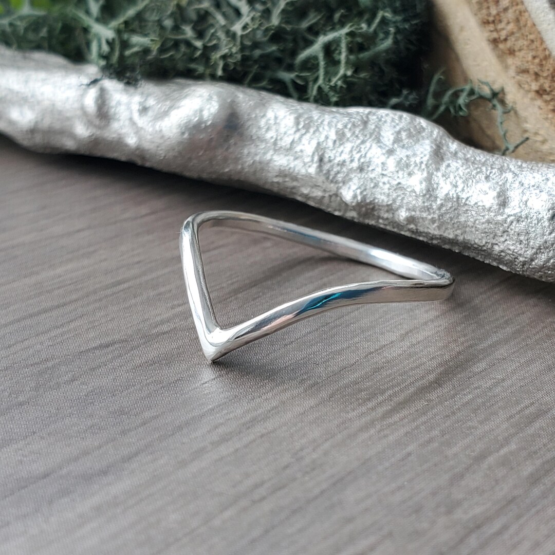 Chevron Stacking Ring, Sterling Silver, Pointed Ring, Simple Ring ...