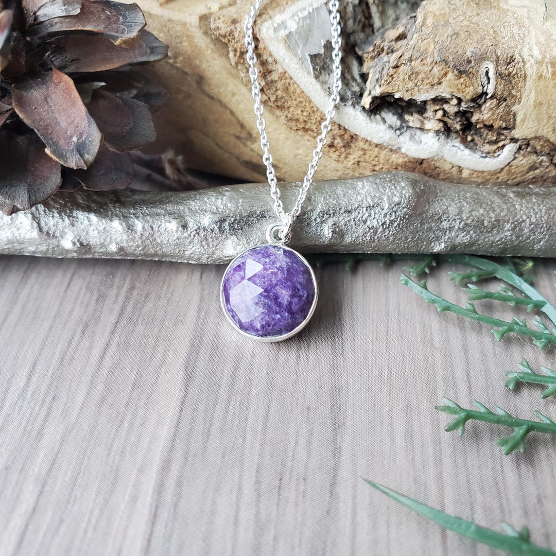 Charoite Necklace, Sterling Silver, Genuine Charoite, Purple Charoite ...