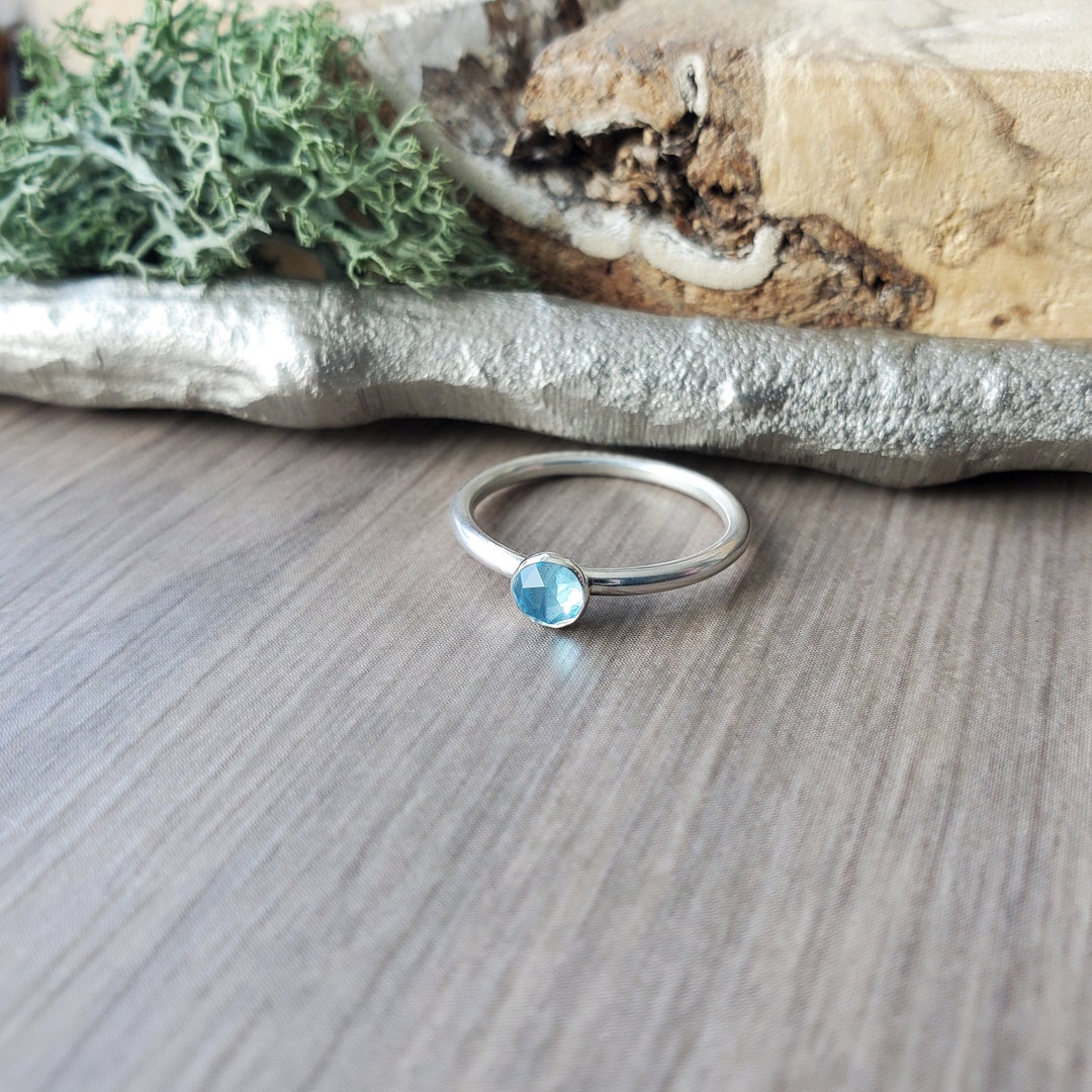 Sky Blue Topaz Ring, Sterling Silver, Minimalist Ring, Genuine Topaz ...