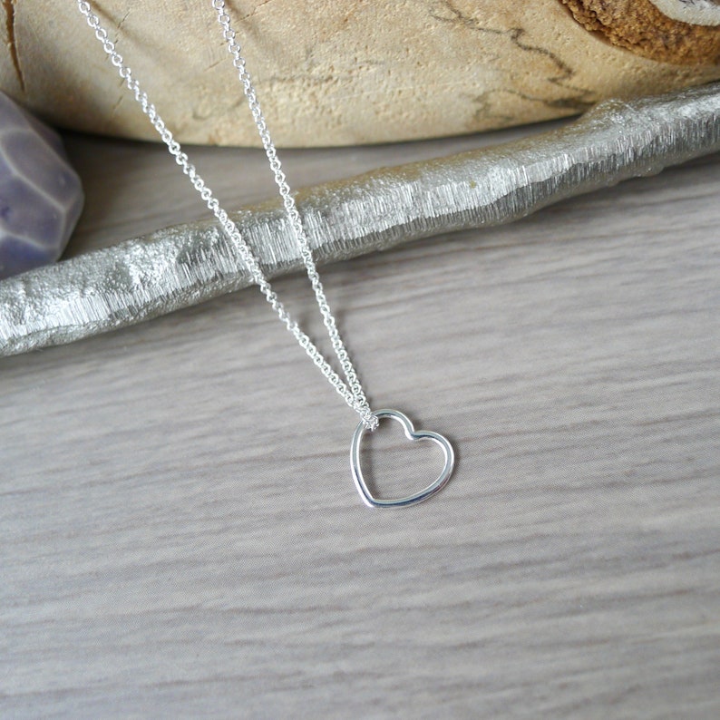 Heart Necklace, Sterling Silver, Plain Heart, Simple Heart, Modern ...