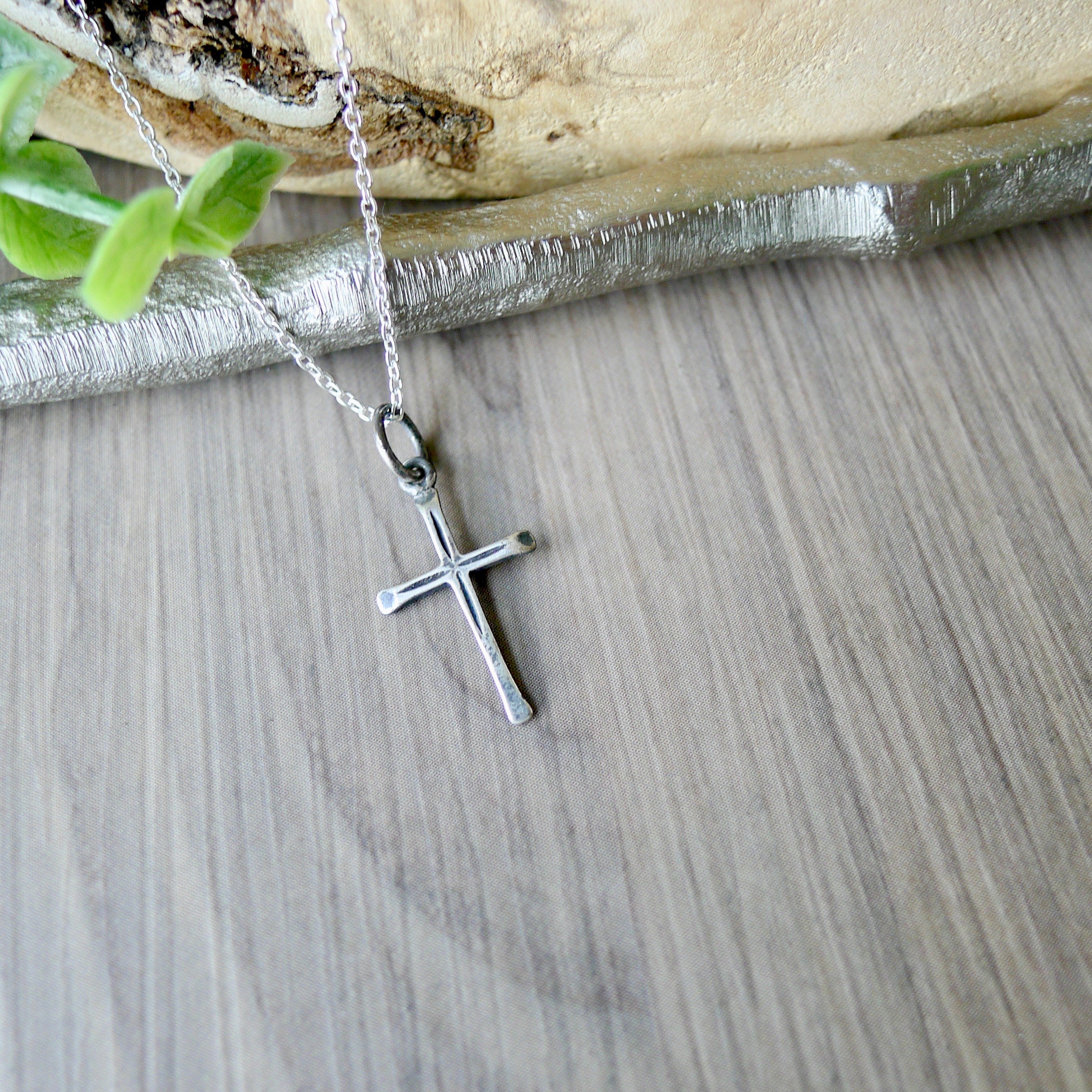 Cross Necklace Sterling Silver Small Cross Simple Cross | Etsy