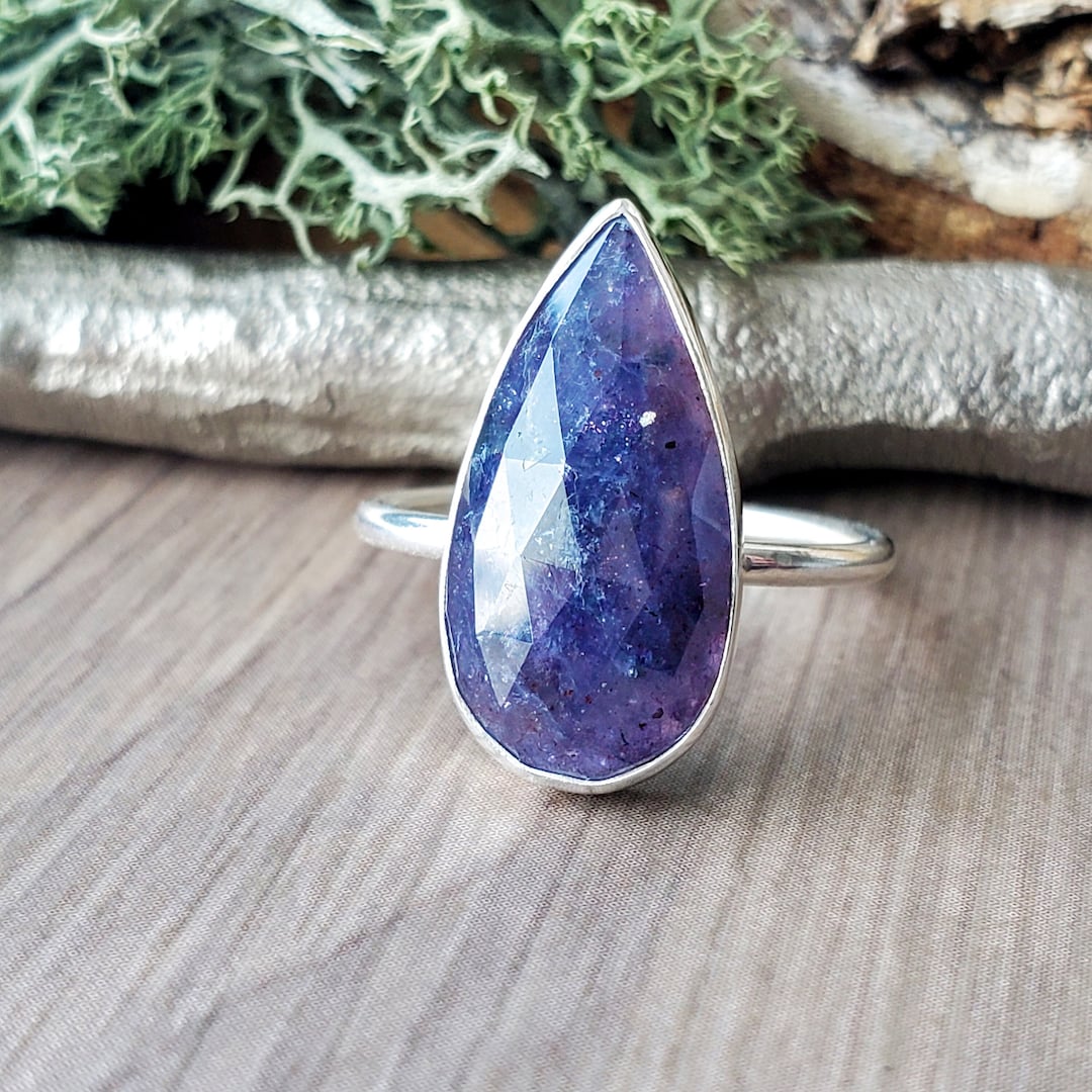 Sunstone Iolite Ring, Sterling Silver, Confetti Iolite, Glitter ...