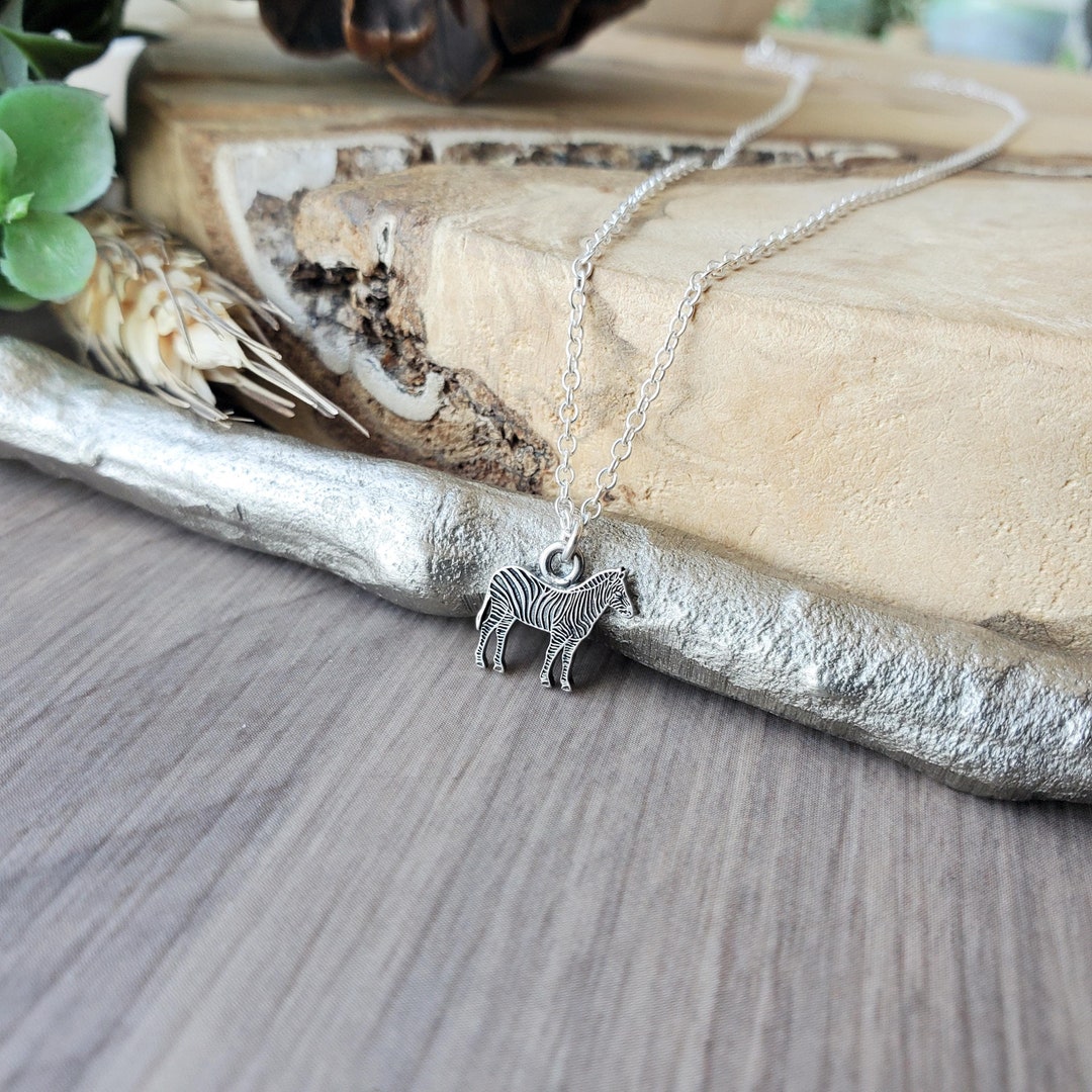 Zebra Necklace, Sterling Silver, African Animal, Stripped Horse, Silver ...