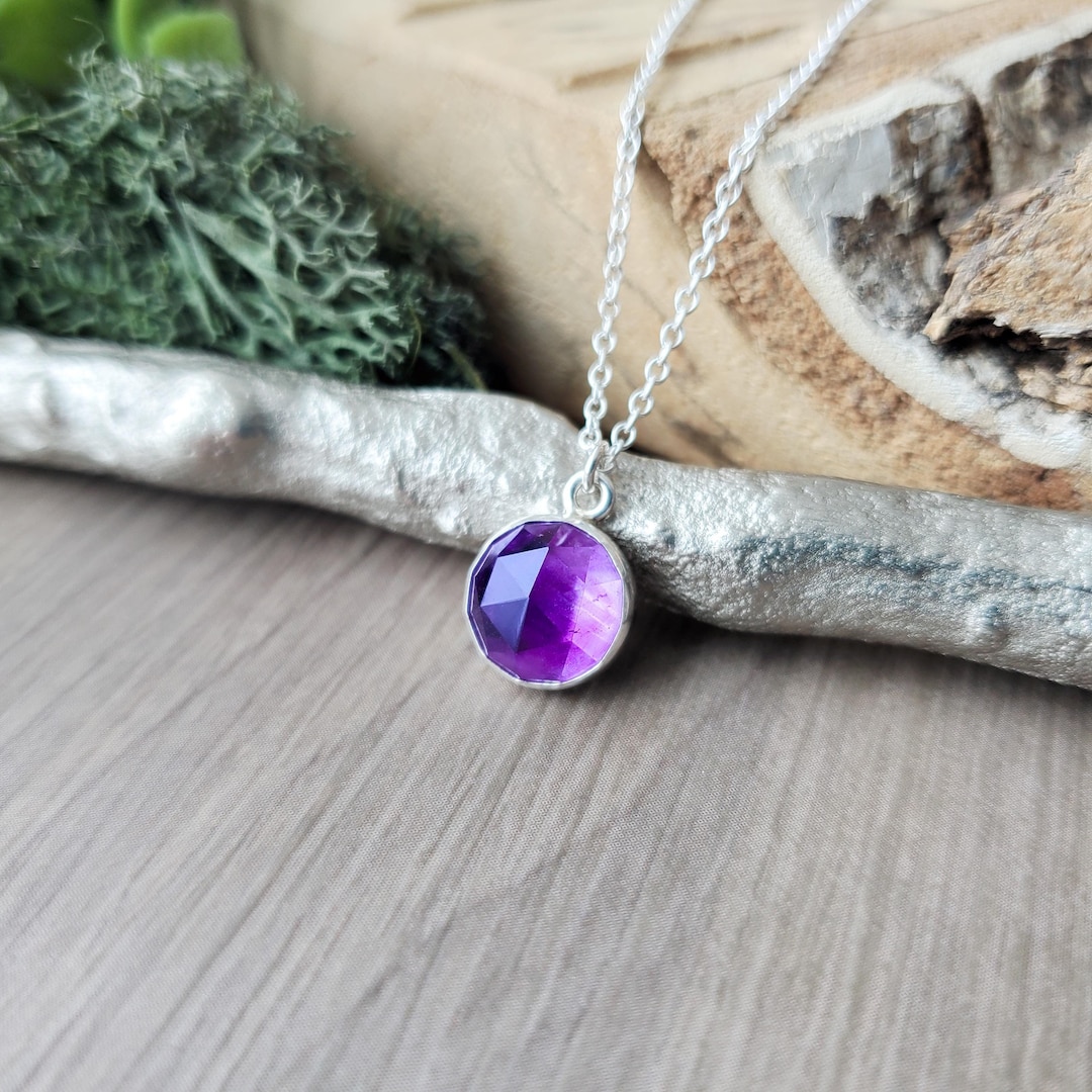 Amethyst Necklace, Sterling Silver, February Birthstone, February ...