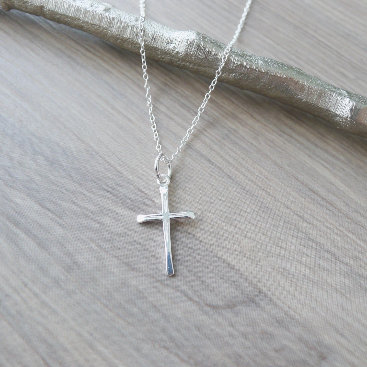 Cross Necklace Sterling Silver Small Cross Simple Cross | Etsy