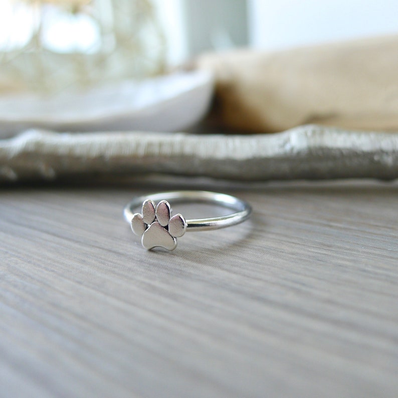 Paw Print Ring Sterling Silver Dog Lover Gift Dog Owner | Etsy