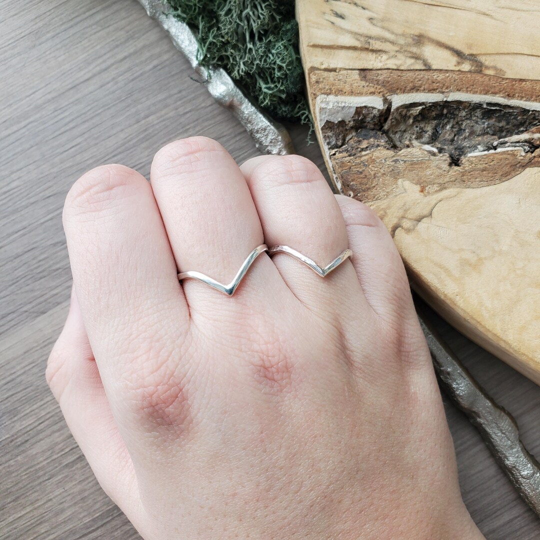 Chevron Stacking Ring, Sterling Silver, Pointed Ring, Simple Ring ...