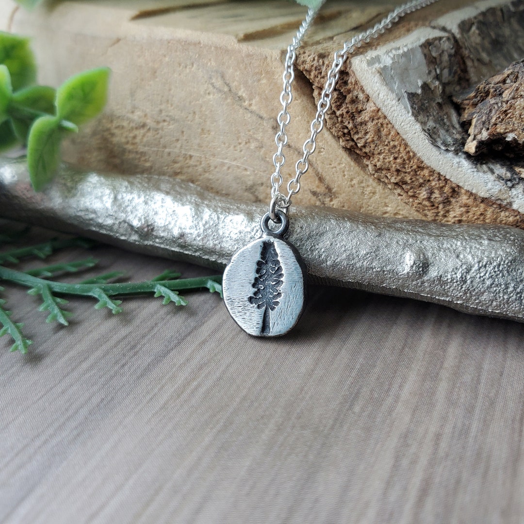 Tree Necklace, Pine Tree, Teacher Gift, Sterling Silver, Evergreen Tree ...