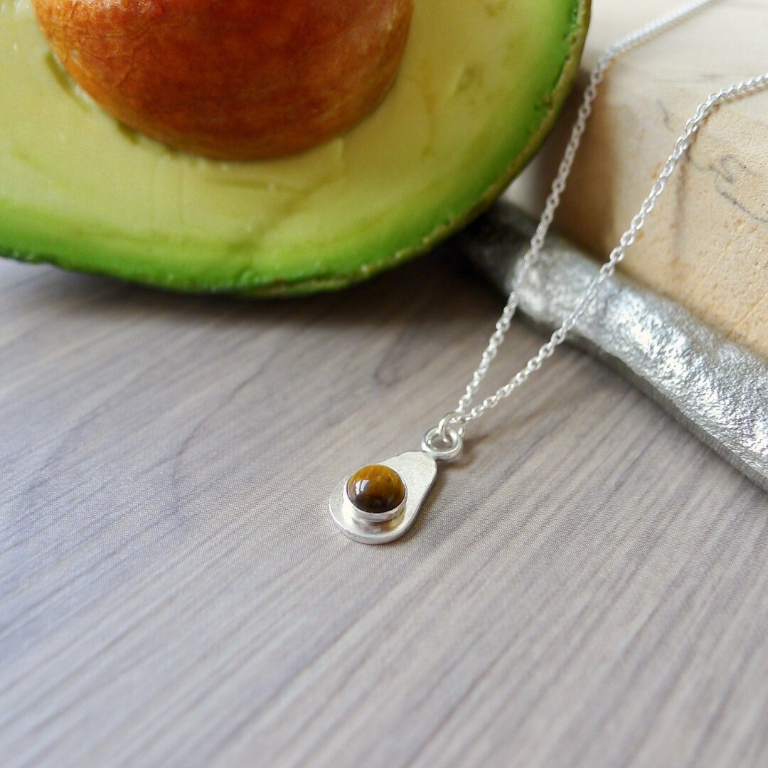 Avocado Necklace, Sterling Silver, Avocado, Avocado Jewelry, Guacamole ...