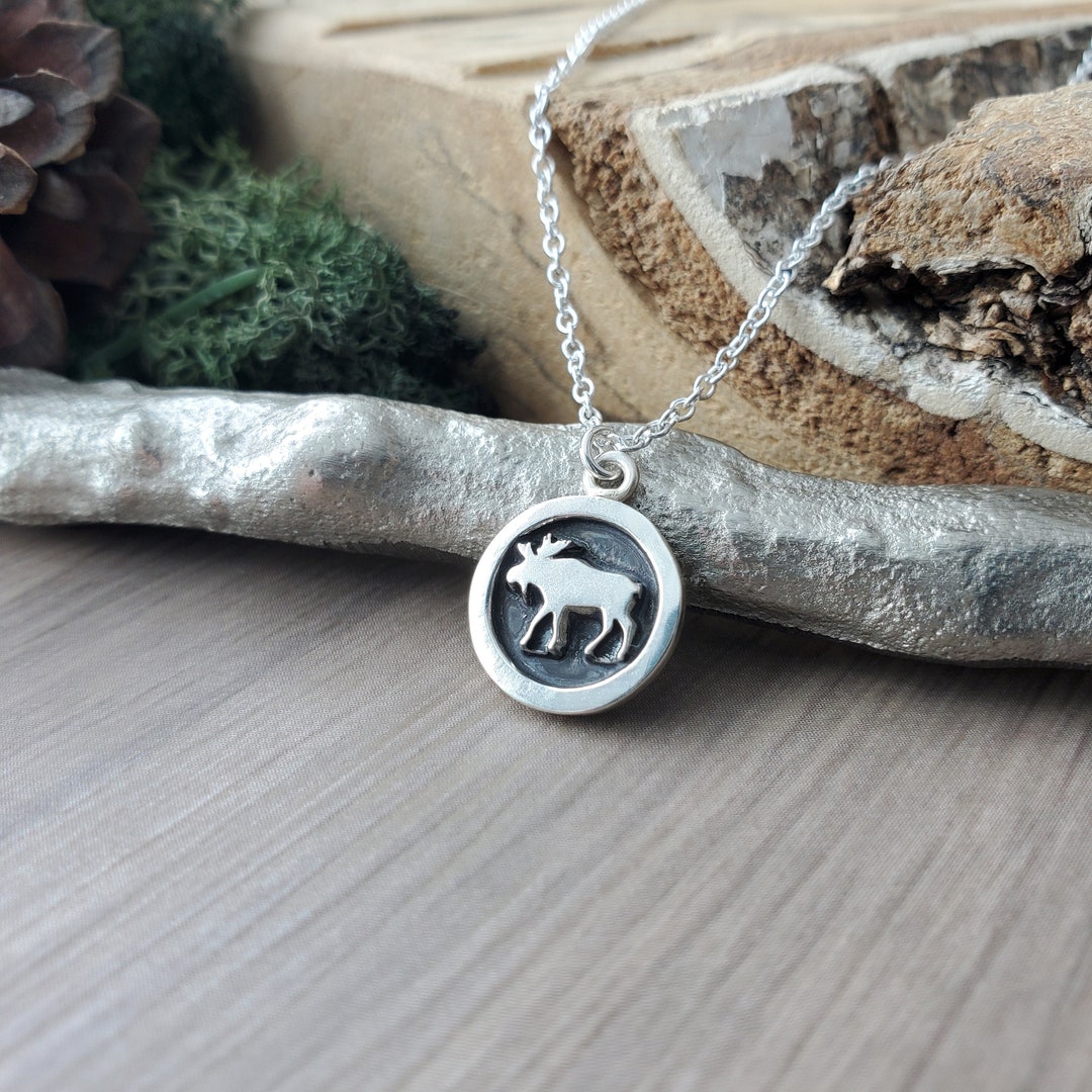 Moose Necklace, Sterling Silver, Moose Jewelry, Silver Moose, Little ...