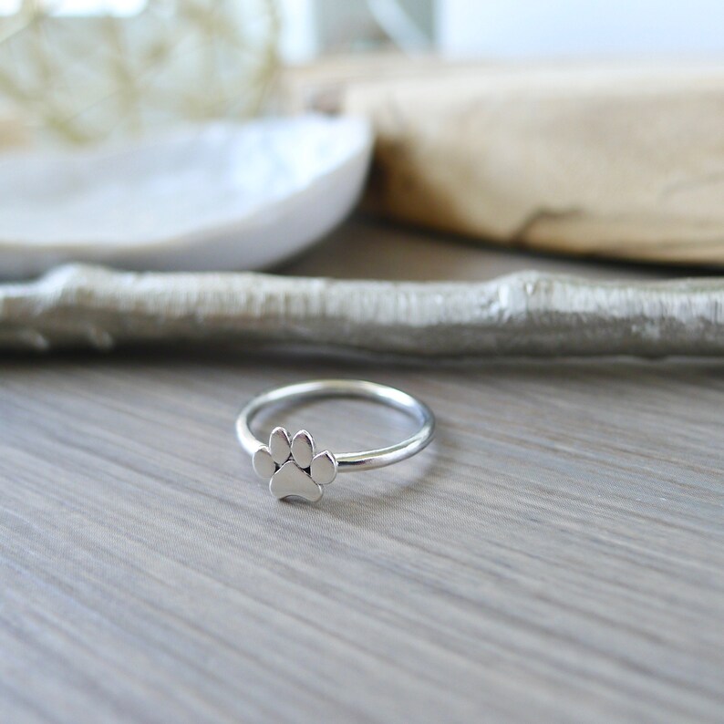 Paw Print Ring Sterling Silver Dog Lover Gift Dog Owner | Etsy