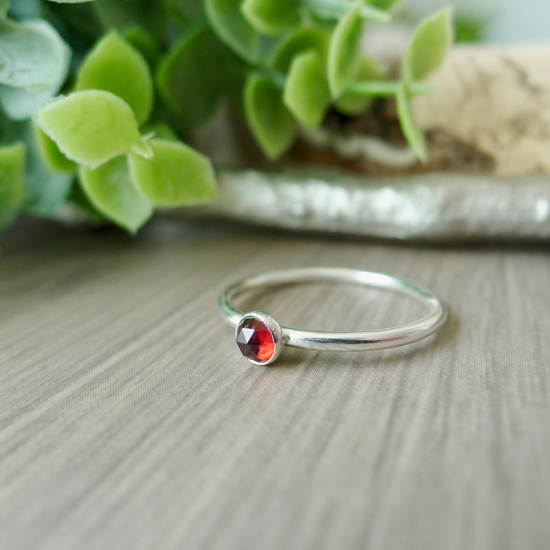 Garnet Ring, Sterling Silver, January Birthstone, Silver Garnet ...