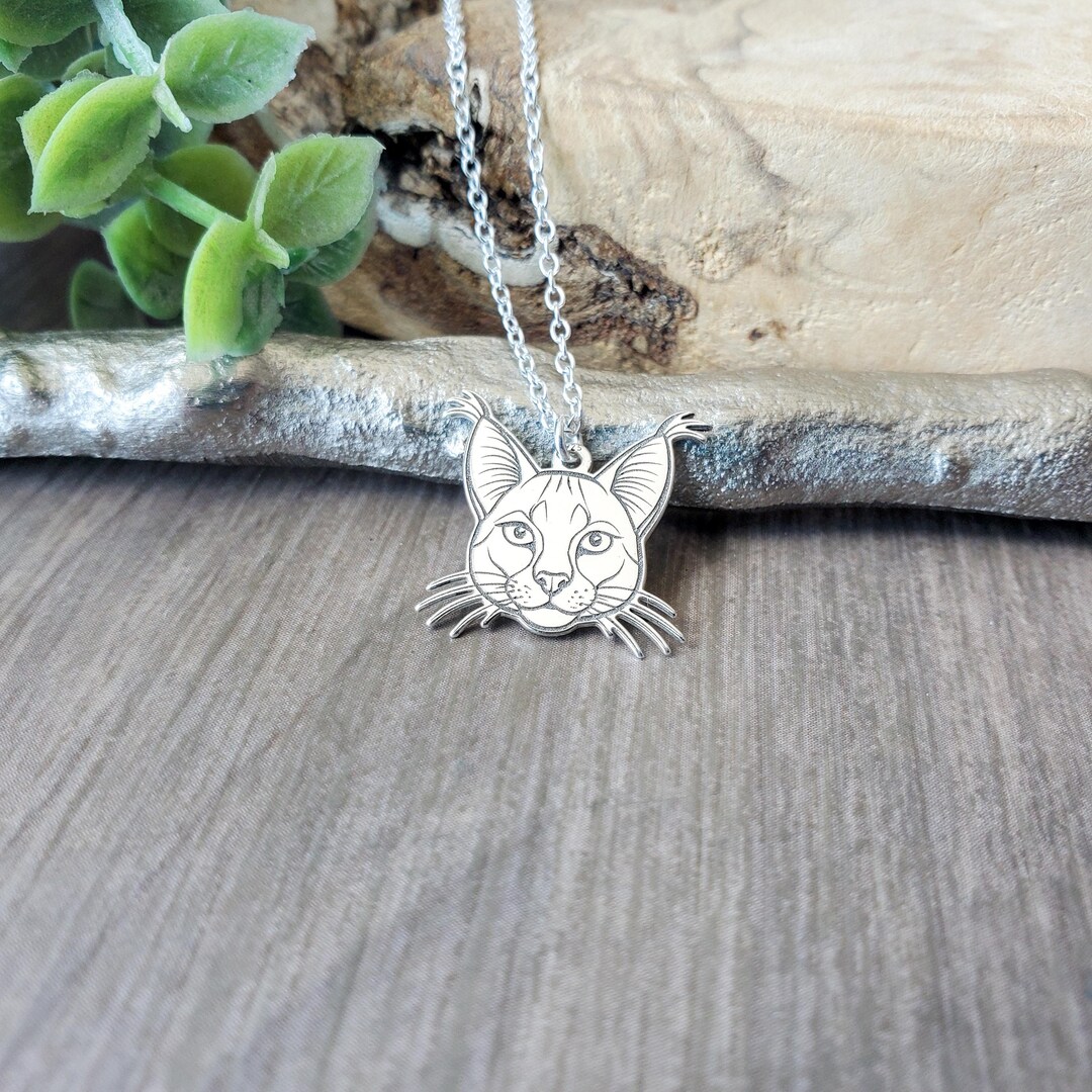 Caracal, Cat Necklace, Sterling Silver, Big Floppa, Cat Head, Kitty ...
