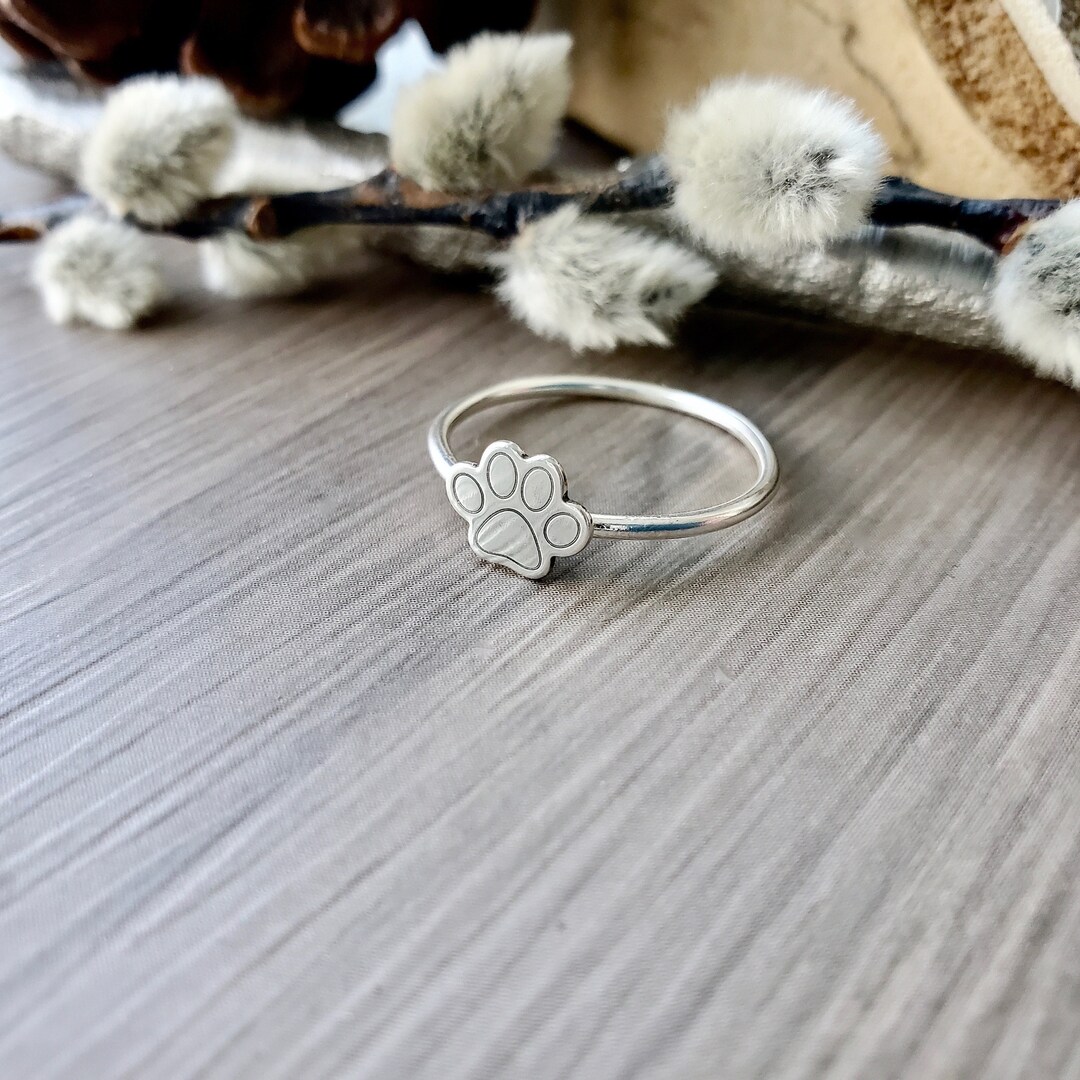 Paw Print Ring, Sterling Silver, Dog Lover Gift, Dog Owner Jewelry, Dog ...