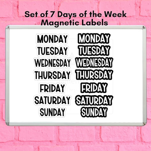 Magnetic Days of Week for Whiteboard - Etsy