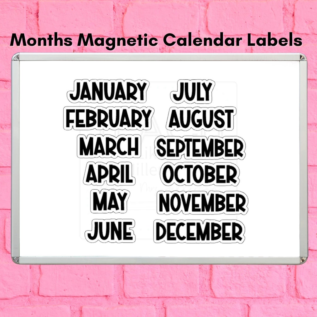Months of the Year Magnetic Calendar Labels: Whiteboard Organization - Etsy